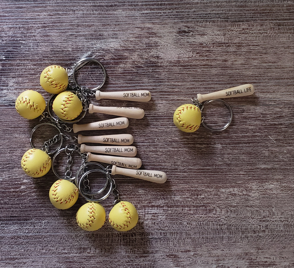 Softball Mom and Softball Life Keychains Small Bat – Wholesale By Kali